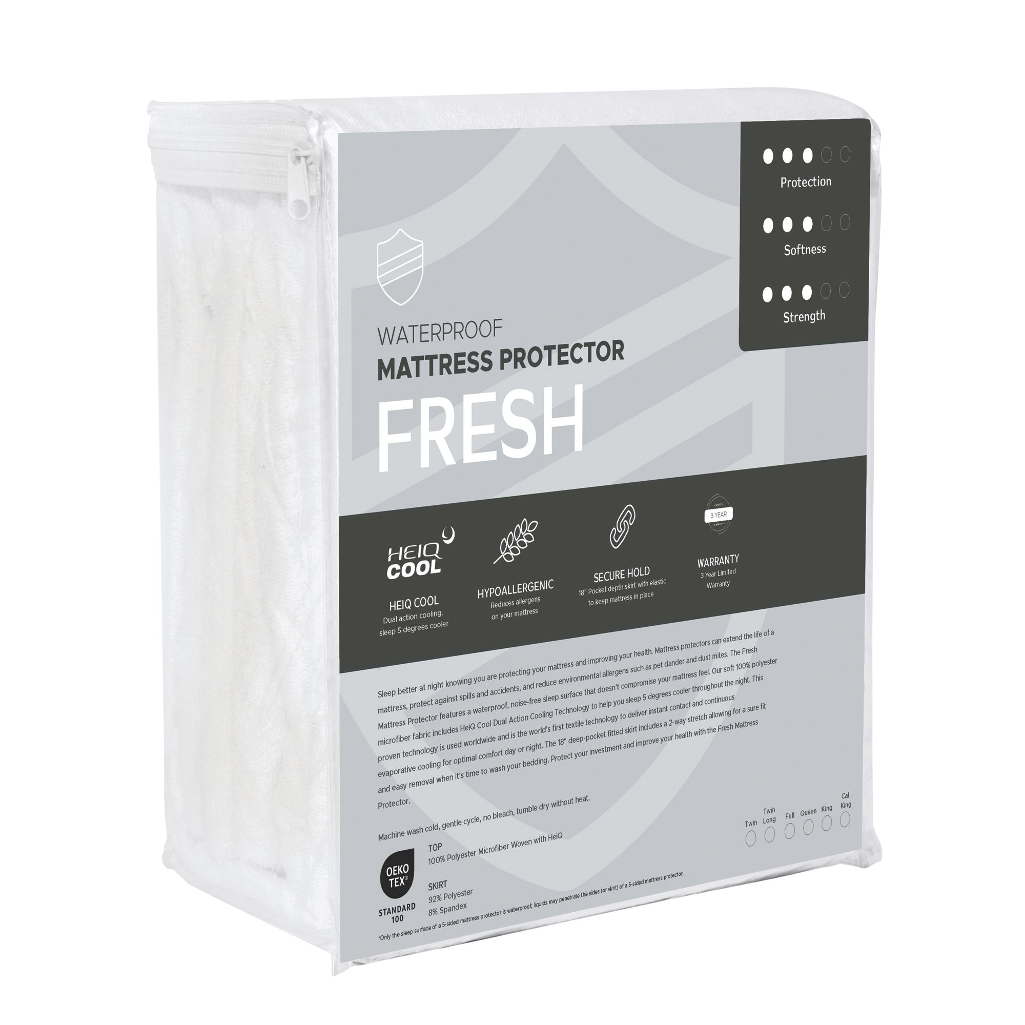 Fresh Mattress Protector Hypoallergenic Waterproof Cooling Protection ...