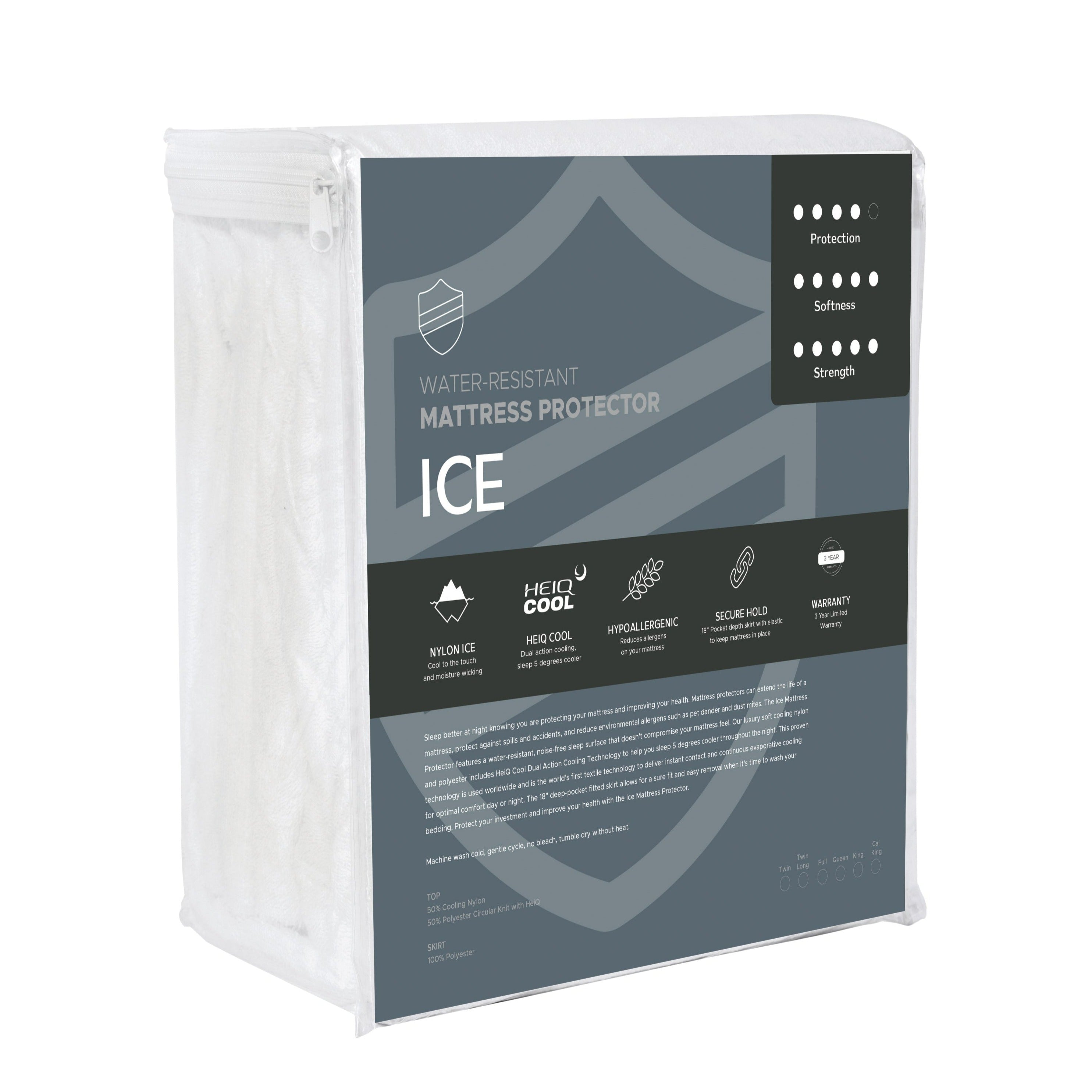 Ice Mattress Protector Hypoallergenic Water-Resistant Cooling Protecti ...